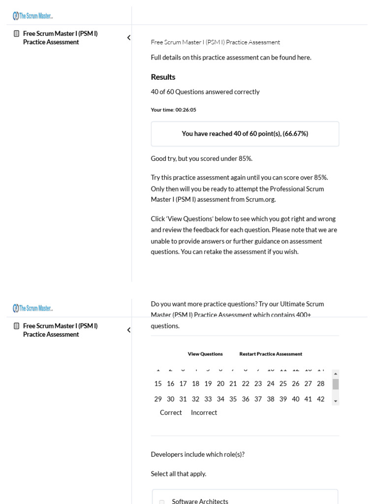 Free PSM I Practice Assessment Results | PDF