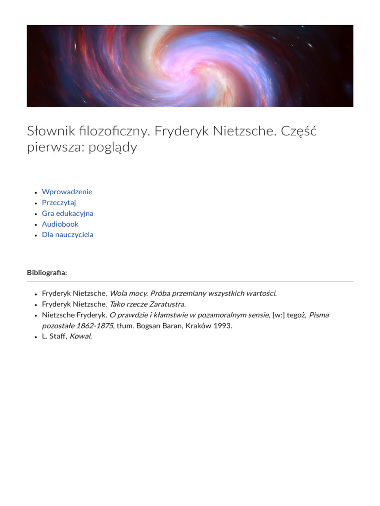 Slownik Filozoficzny Fryderyk Span Langdenietzschespan Czesc Pie | PDF