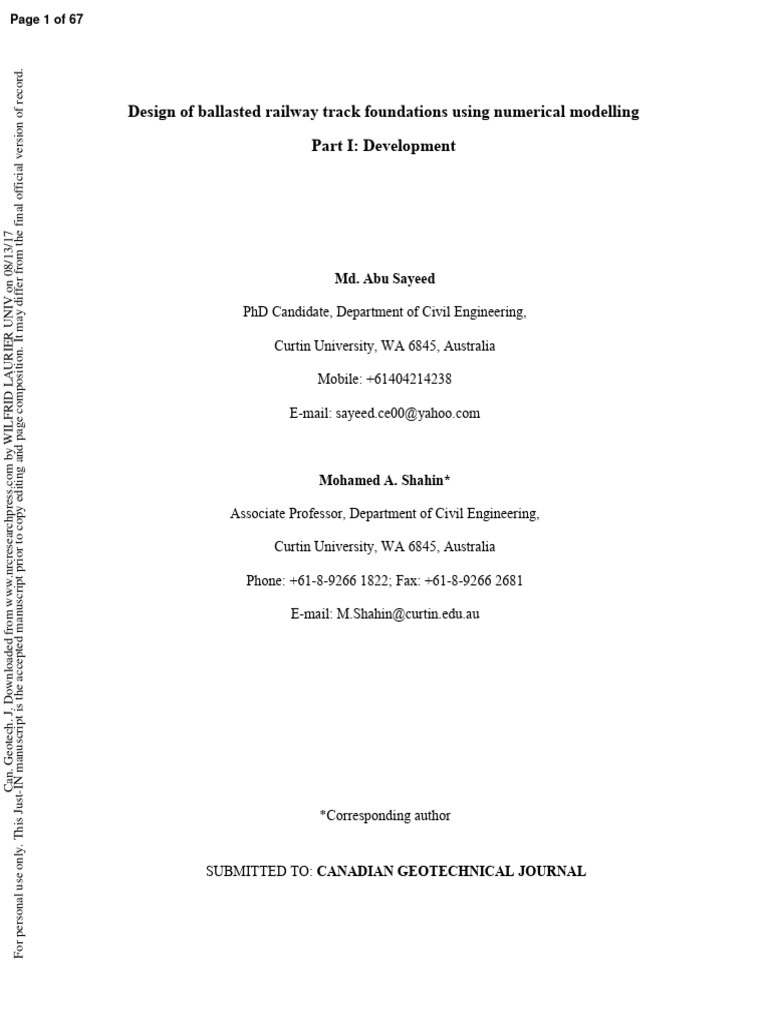 Design of Ballasted Railway Track Foundations Using Numerical Modelling | PDF