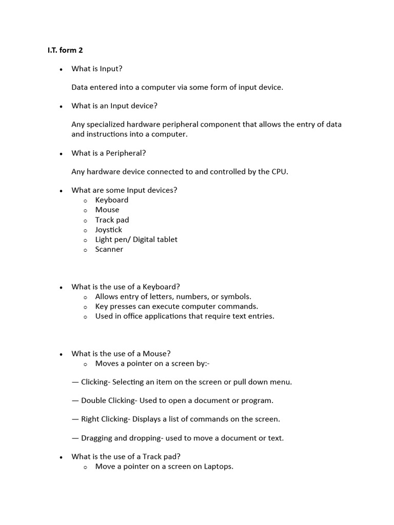 Form 2 I.T. | PDF | Cursor (User Interface) | Computer Hardware