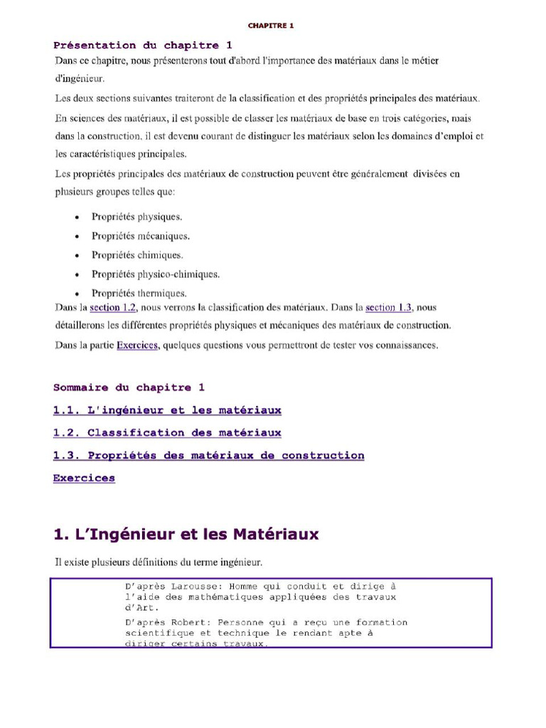 Matériaux de Construction Cours 1 S2 | PDF