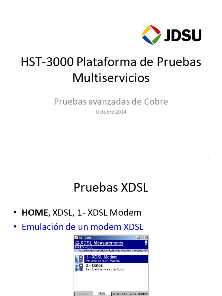 Pruebas Avanzadas HST-3000 XDSL | PDF | Línea de abonado digital | Módem