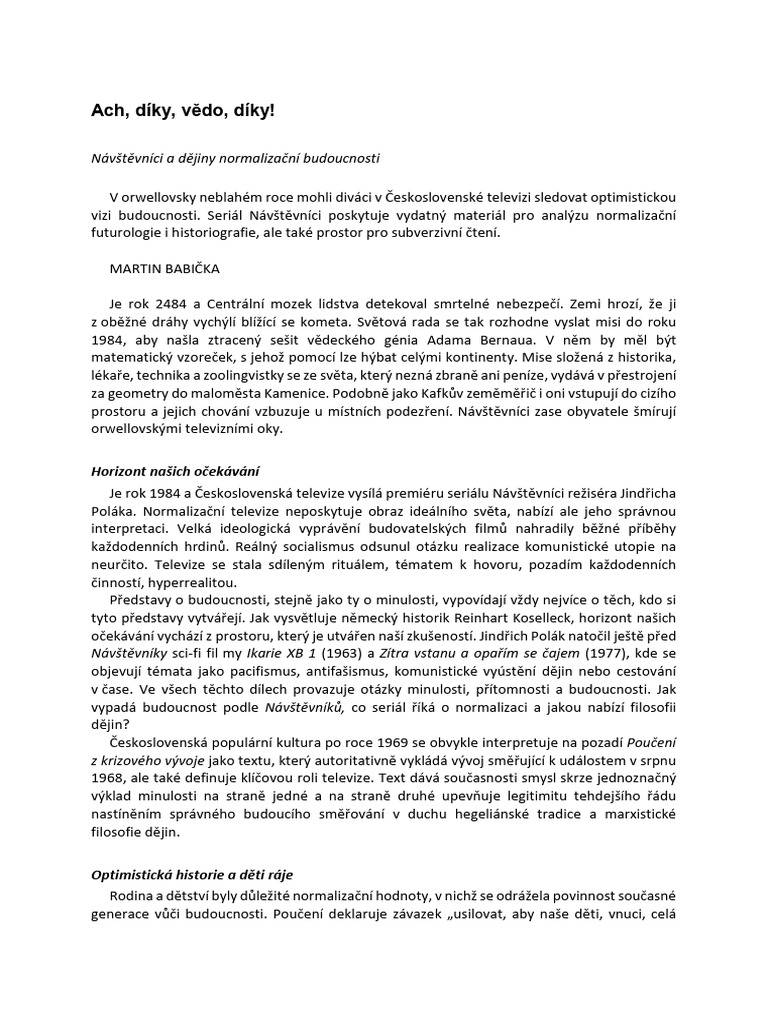 BABIČKA, Martin - Ach Díky Vědo, Díky | PDF