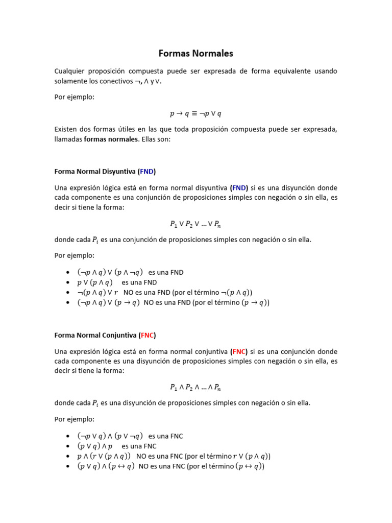 1-04 (Teoría y Práctica) Formas Normales Logica | PDF | Proposición | Gramática