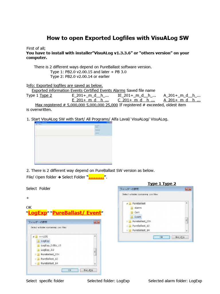 Exporting Logs with VisuALog SW | PDF | Operating System Technology ...