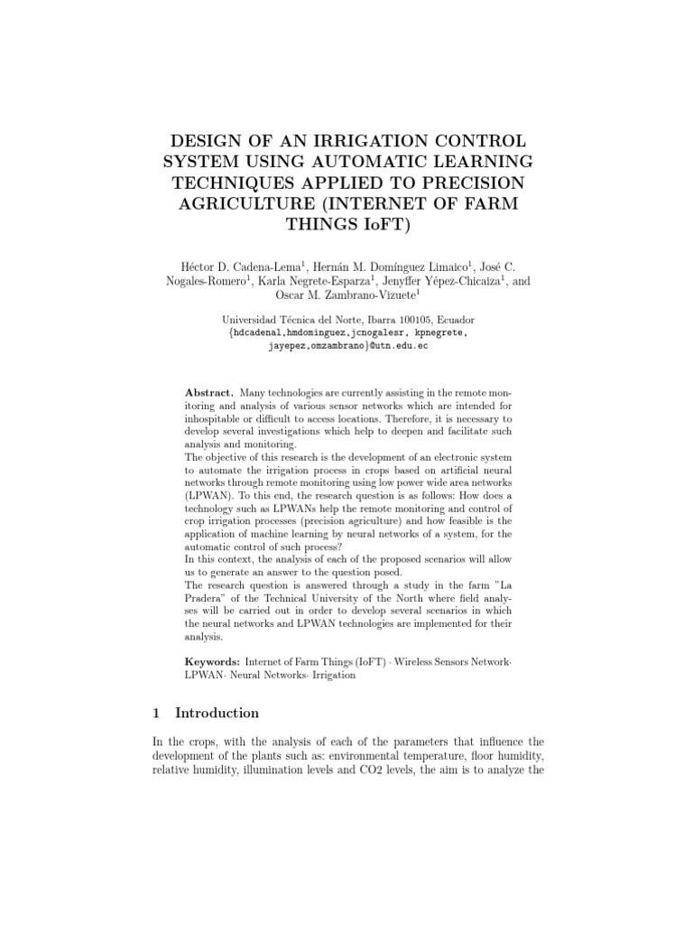 Design of An Irrigation Control System Using Automatic Learning ...