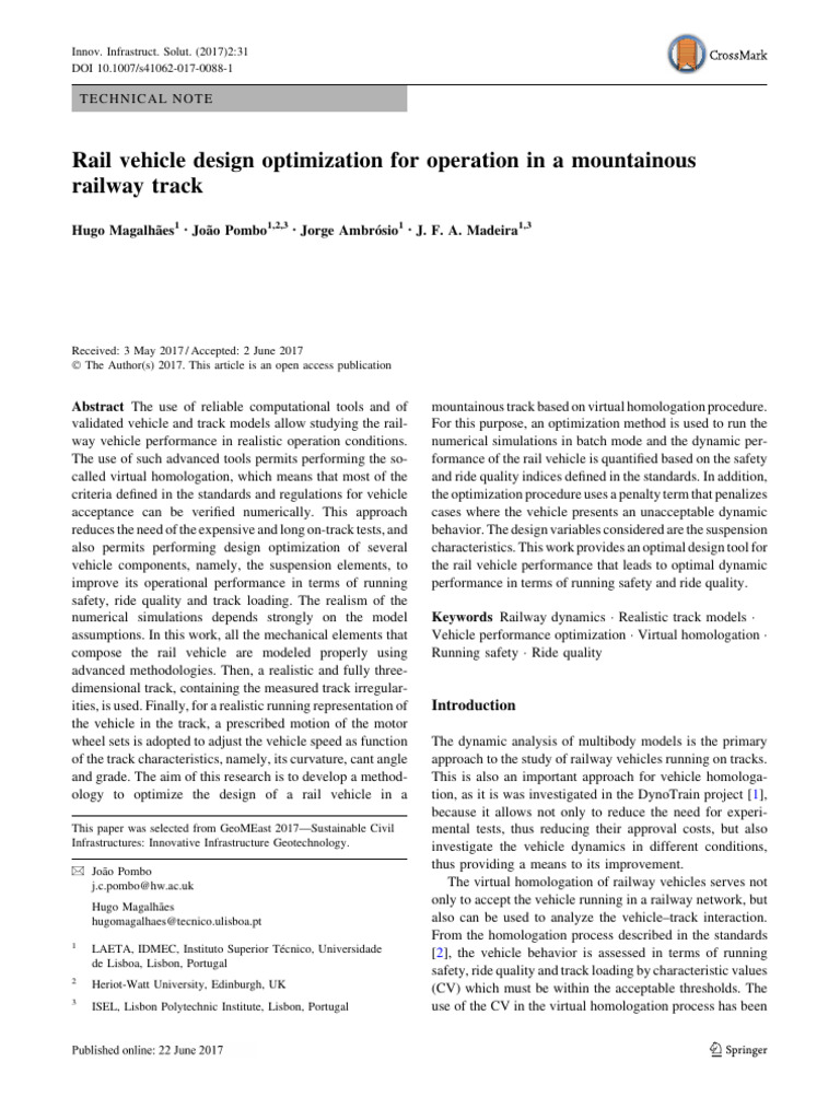 Rail Vehicle Design Optimization For Operation in A Mountainous | PDF ...