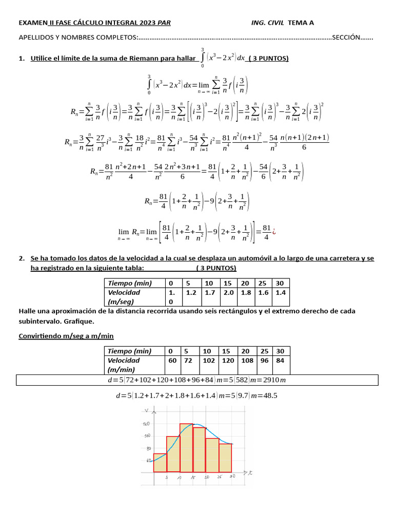Resolución Examen Ii Fase Cálculo Integral 2023 Par | PDF