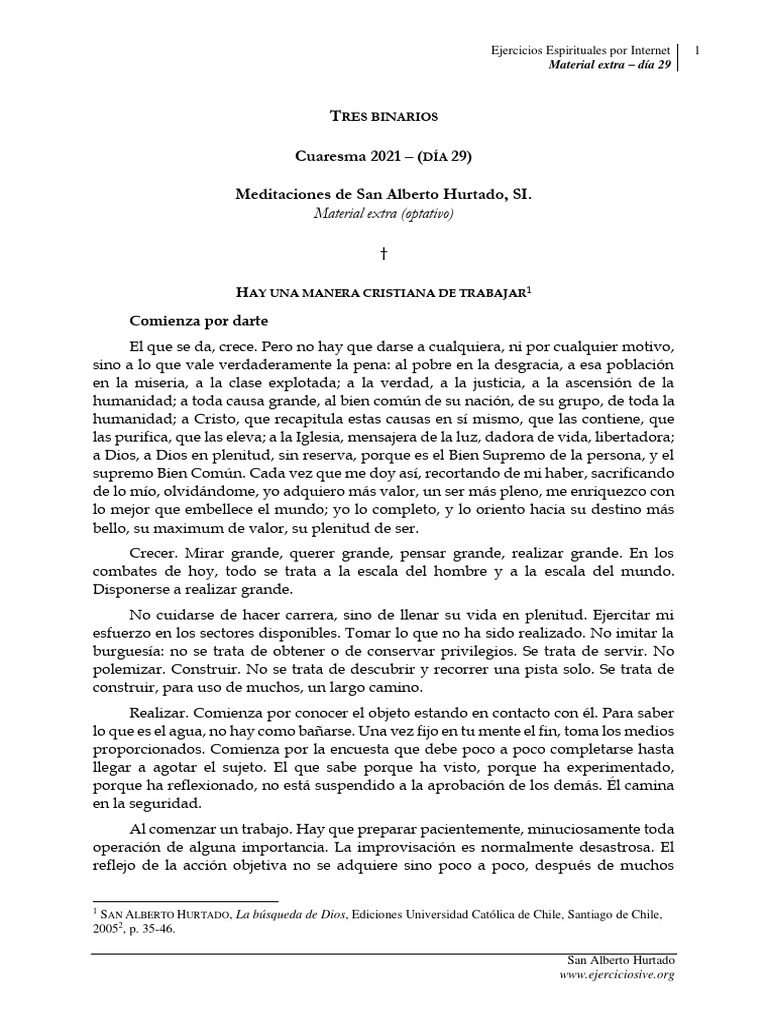 29 Material Extra - Tres Binarios - San Alberto Hurtado | PDF