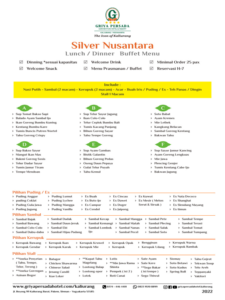 Menu Buffet Silver 2022 | PDF