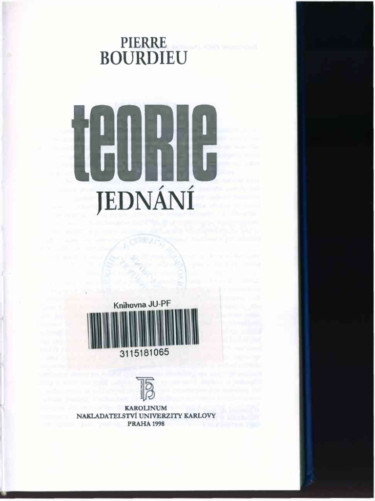 BOURDIEU, Pierre - Teorie jednání | PDF
