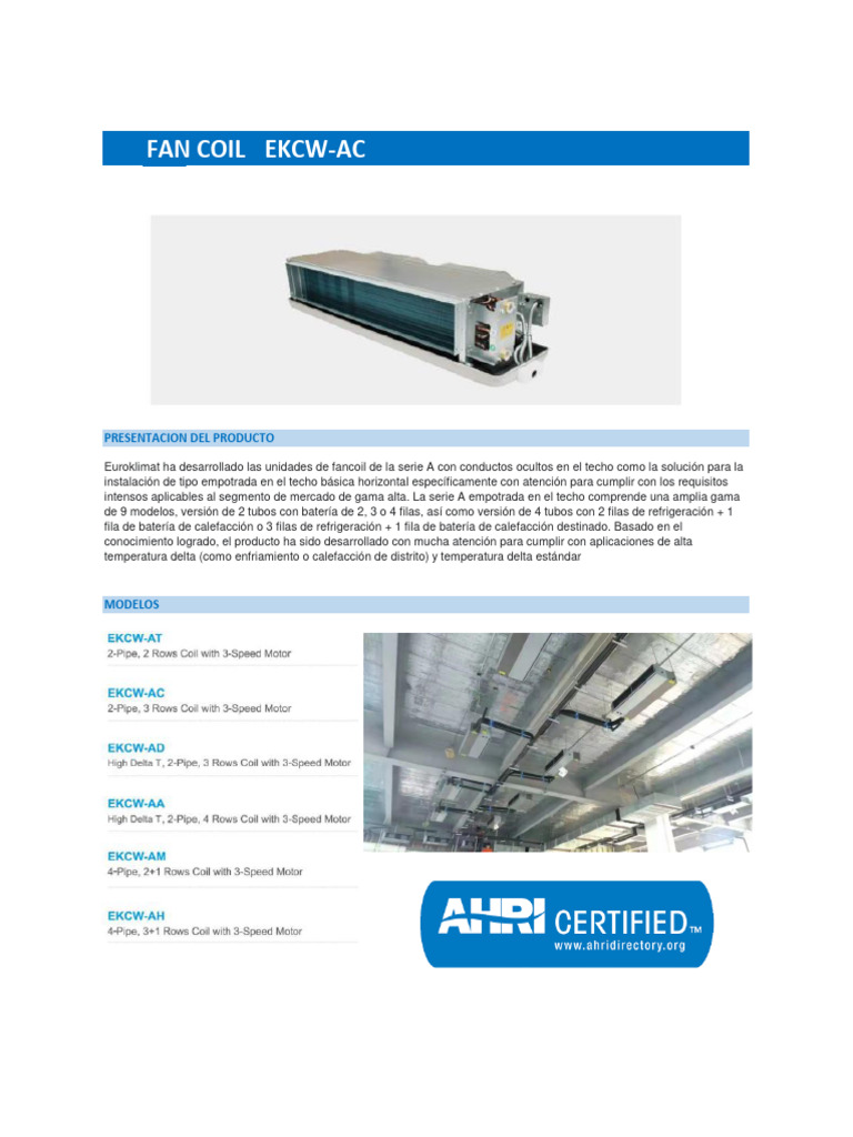 FICHAS FAN COIL | PDF | Ingeniería mecánica | Edificio sustentable