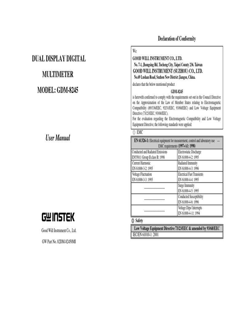 Digital Multimeter | PDF | Electromagnetic Compatibility | Power (Physics)