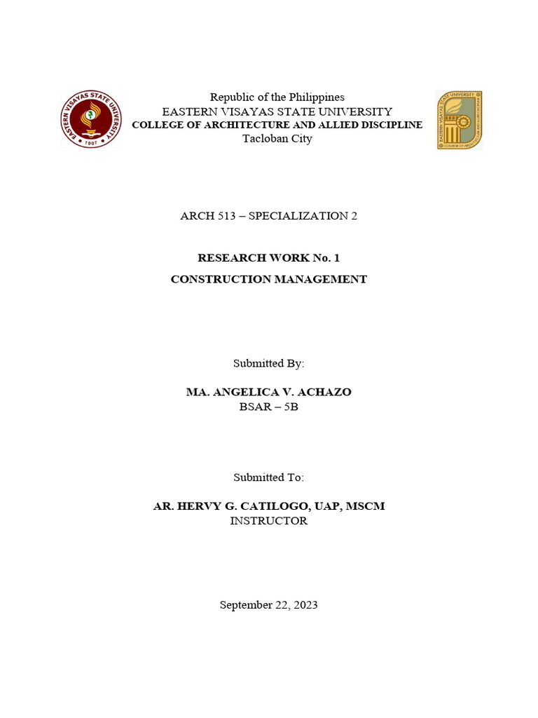 RES1 | PDF | Construction Management | Project Management