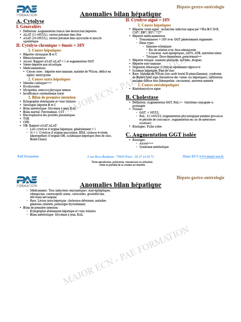 JL Anomalies bilan hépatique | PDF