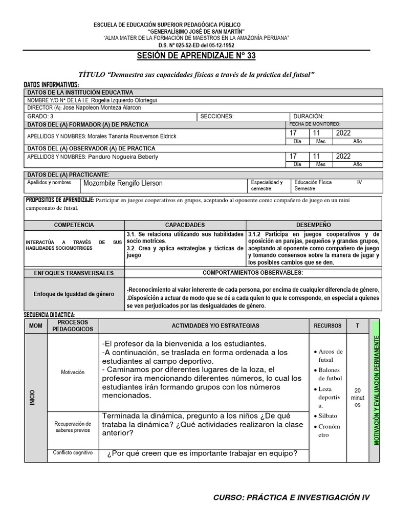Sesion Beberly 3 Grado | PDF | Maestros | Evaluación