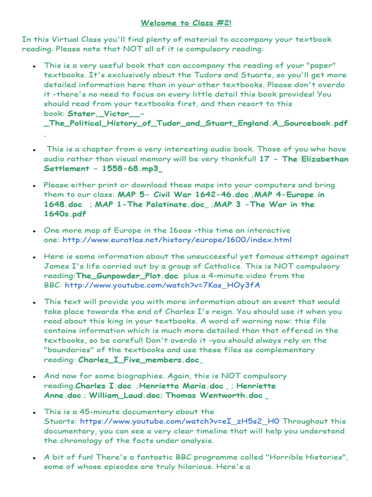 Tudor-Stuart England Study Resources | PDF | History