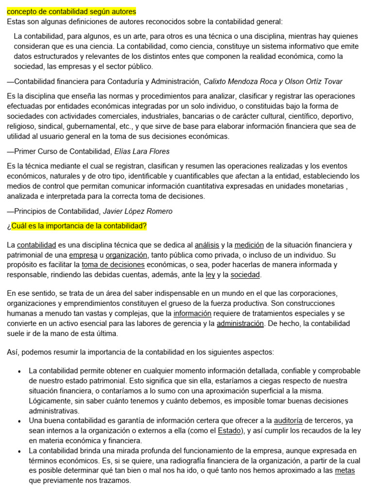 concepto de contabilidad según autores | PDF | Contabilidad | normas ...