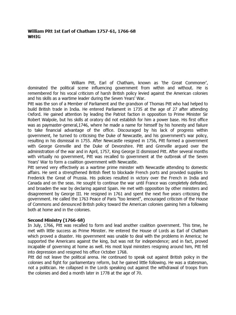 William Pitt 1st Earl of Chatham The Elder 07 | PDF | Kingdom Of Great ...