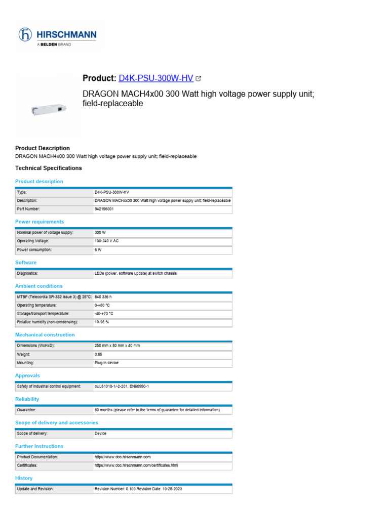 D4K PSU 300W HV - Techdata | PDF | Technology & Engineering