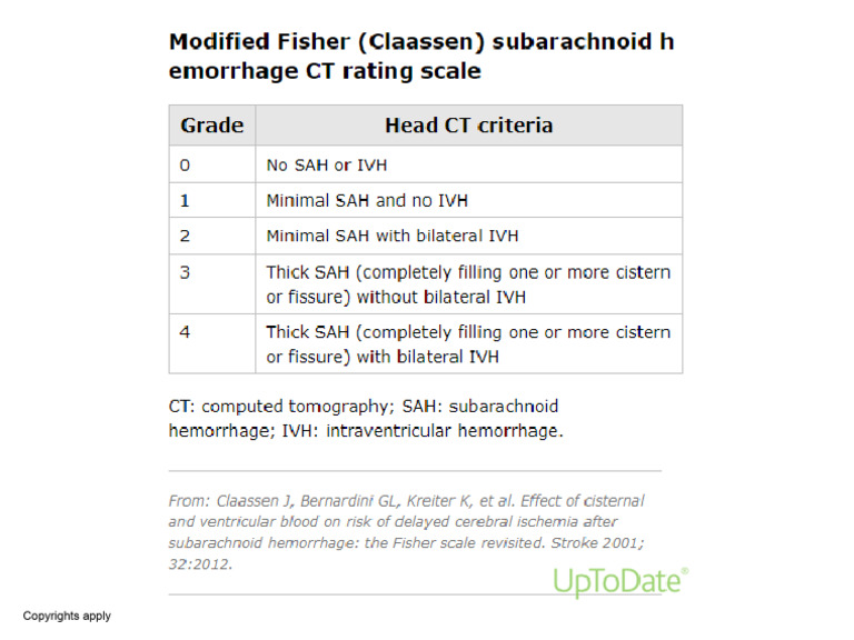 Modified Fisher SAH CT Grading Scale | PDF