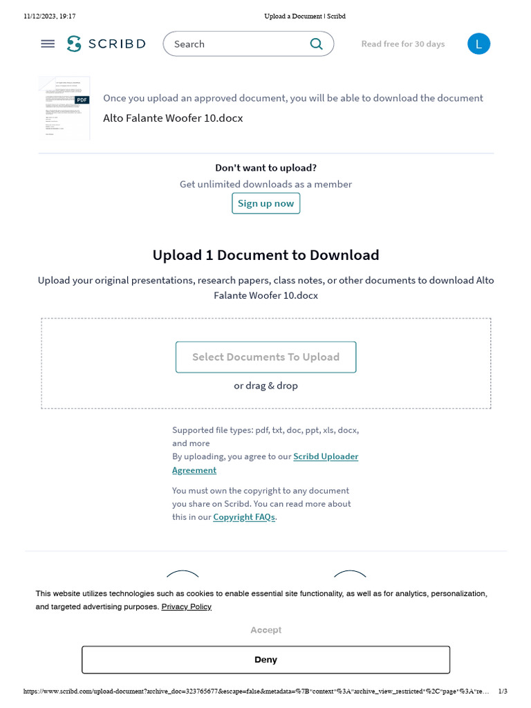 Upload A Document - Scribd | PDF | Scribd | Privacy