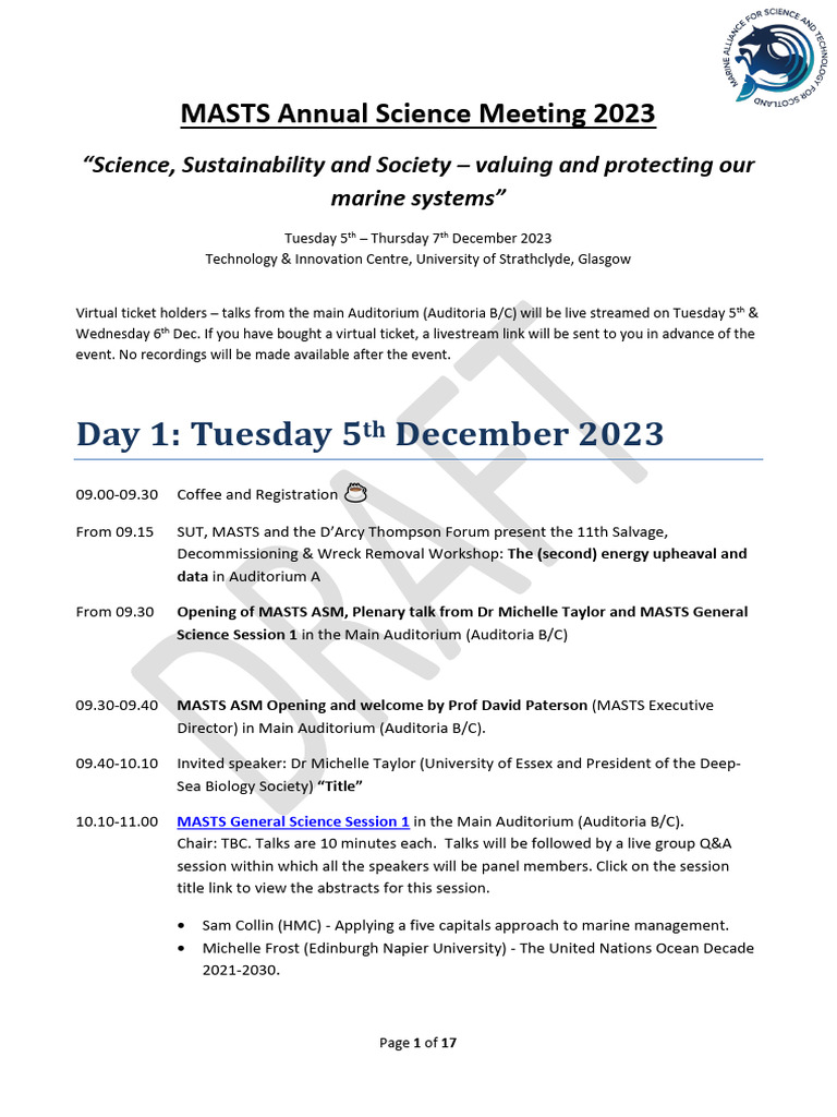 MASTS ASM 2023 Programme 22octversion | PDF