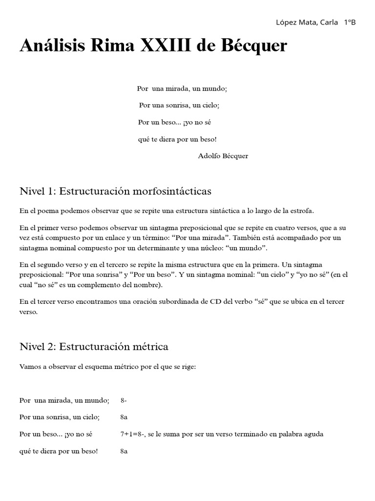 Rima XXIII de Becker. Carla | PDF | Poesía | Gramática