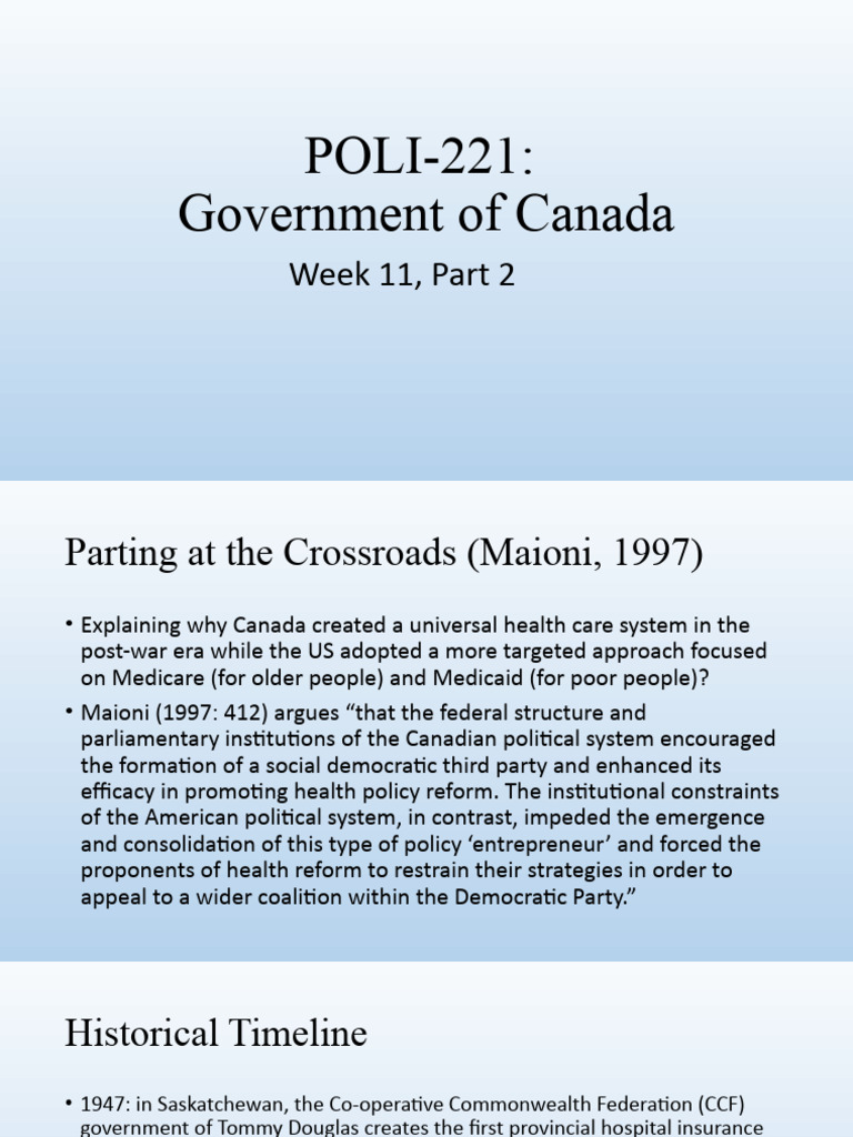 Government of Canada Slides Week 11 Part 2 2023 | PDF | Medicare (Canada) | Health Sciences