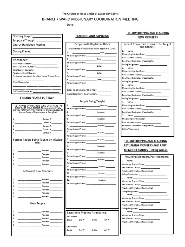 Missionary Coordination Meeting Agenda | PDF | Baptism | Latter Day ...