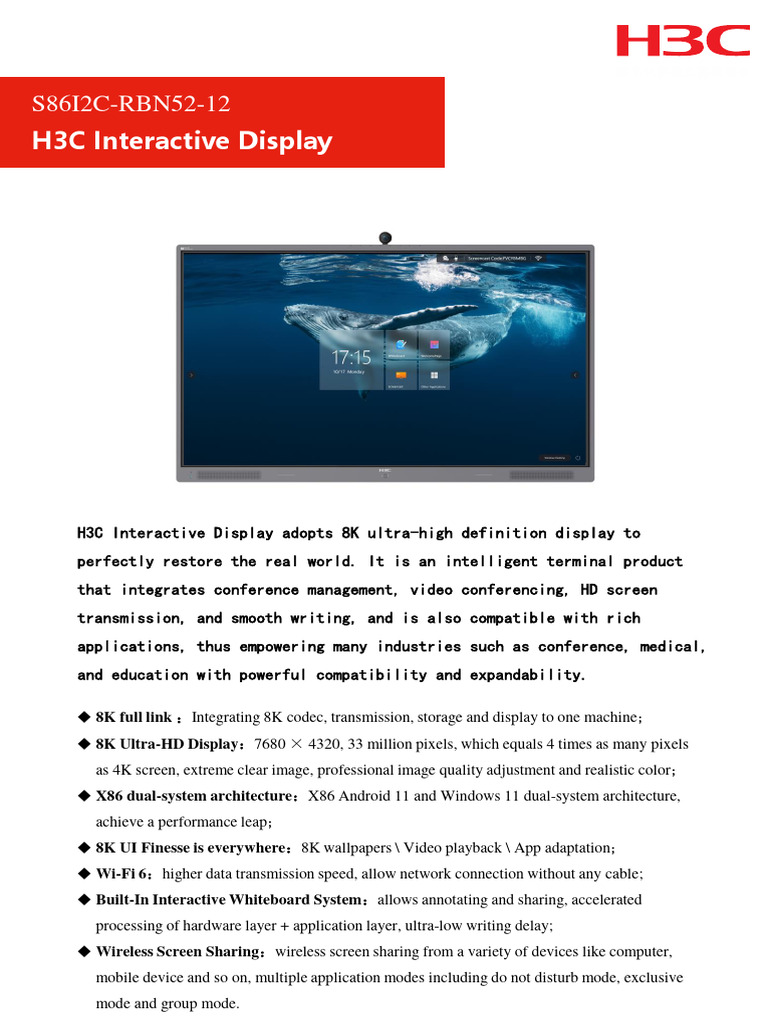 H3C 8K Interactive Display Overview | PDF