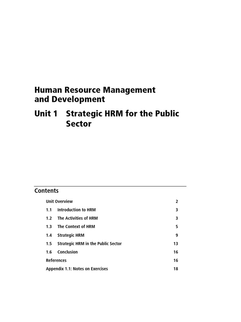 Strategic HRM in Public Sector Overview | PDF | Human Resource ...