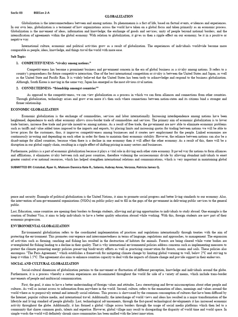 Globalization Explanation | PDF | Globalization | Climate Change