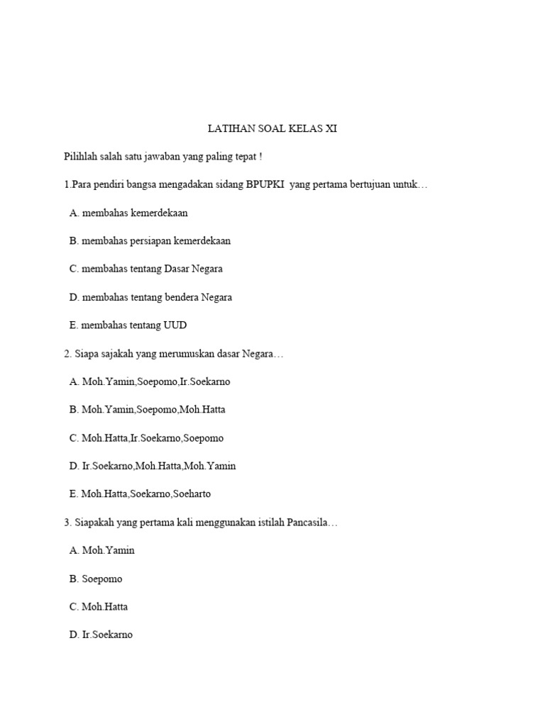 LATIHAN SOAL XI GSL | PDF | Politik