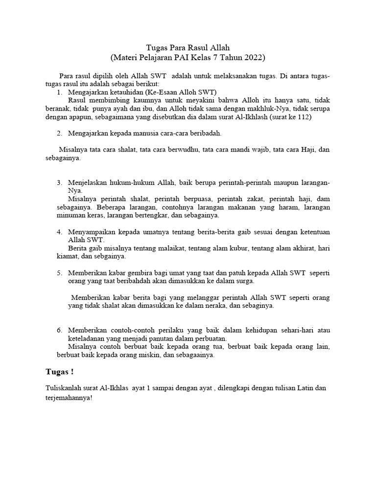 7 Tugas para Rasul Allah | PDF