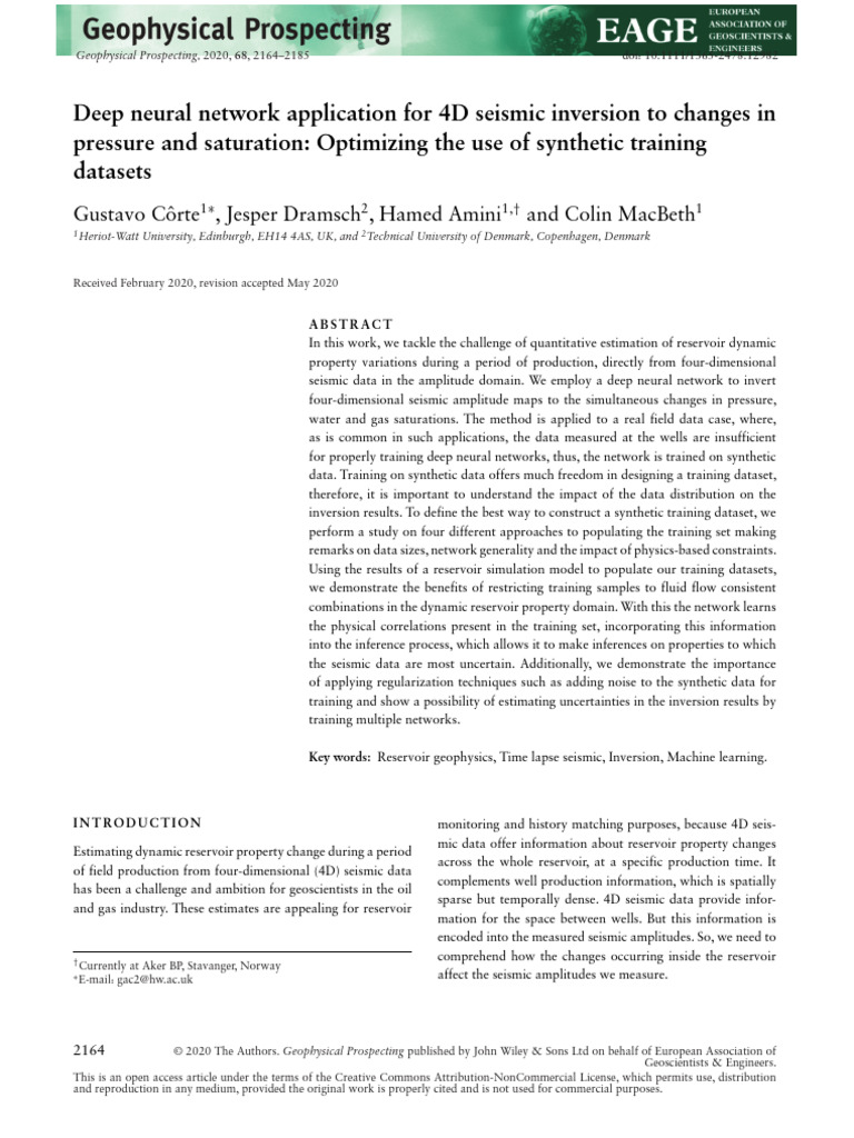 Deep Neural Network Application For 4D Seismic Inversion To Changes ... Deep Neural Network Application For 4D Seismic Inversion To Changes ...