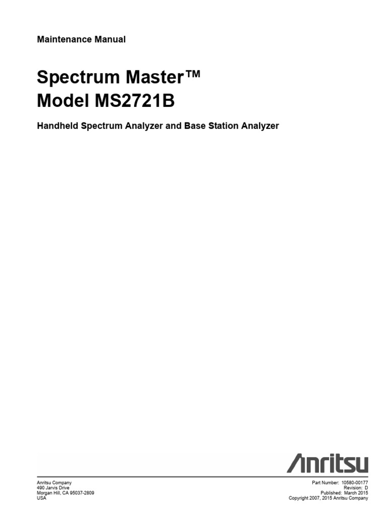 Spectrum Master™ Model MS2721B: Maintenance Manual | PDF