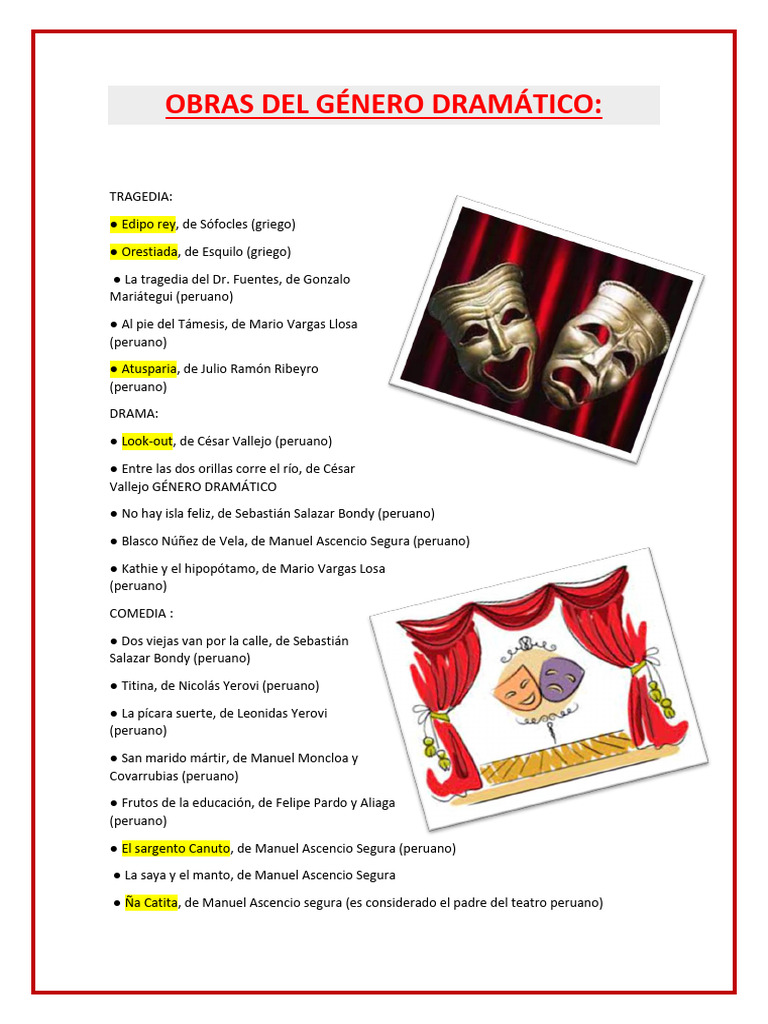 Obras Del Género Dramático | PDF | Arte | Libros para adolescentes