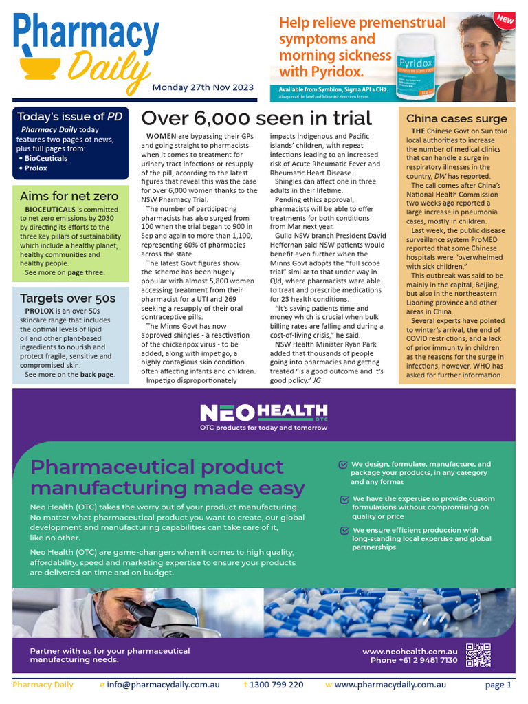 Pharmacy Daily 27th Nov 2023 | PDF