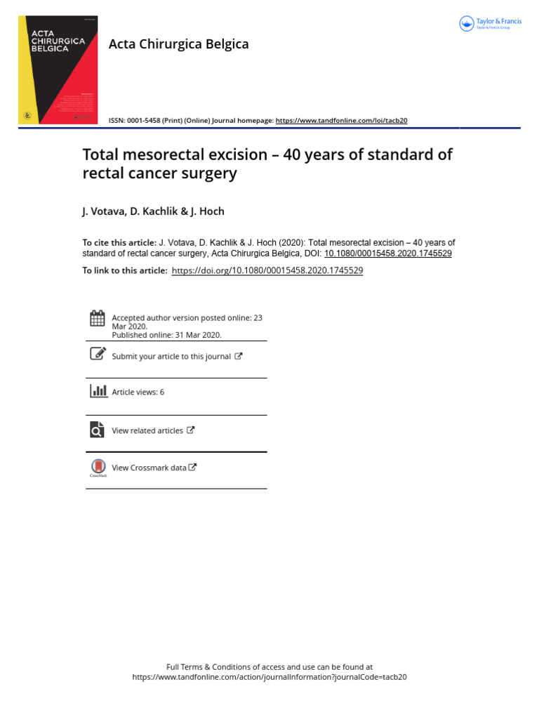 5) Total Mesorectal Excision - 40 Years of Standard of Rectal Cancer ...