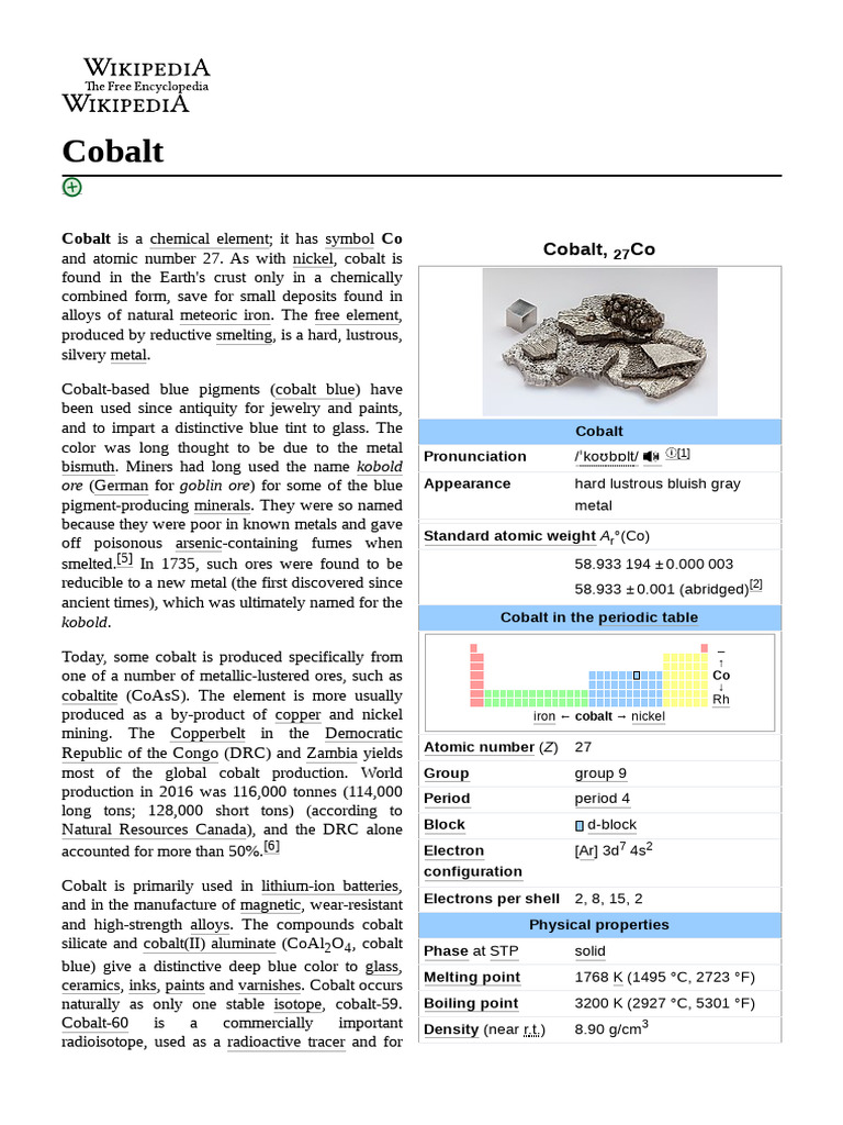 Cobalt | PDF | Cobalt | Materials