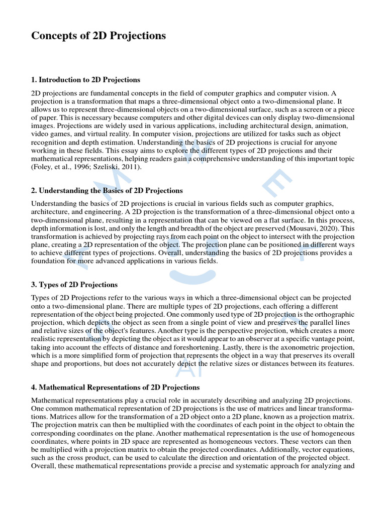 Concepts of 2D Projections | PDF | 2 D Computer Graphics | 3 D Computer Graphics