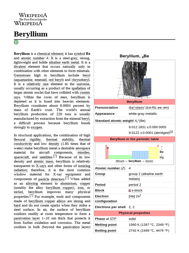 Beryllium | PDF | Neutron | Hydroxide