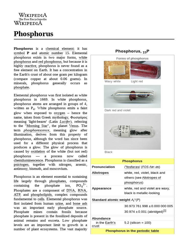 Phosphorus | PDF | Phosphorus | Phosphate