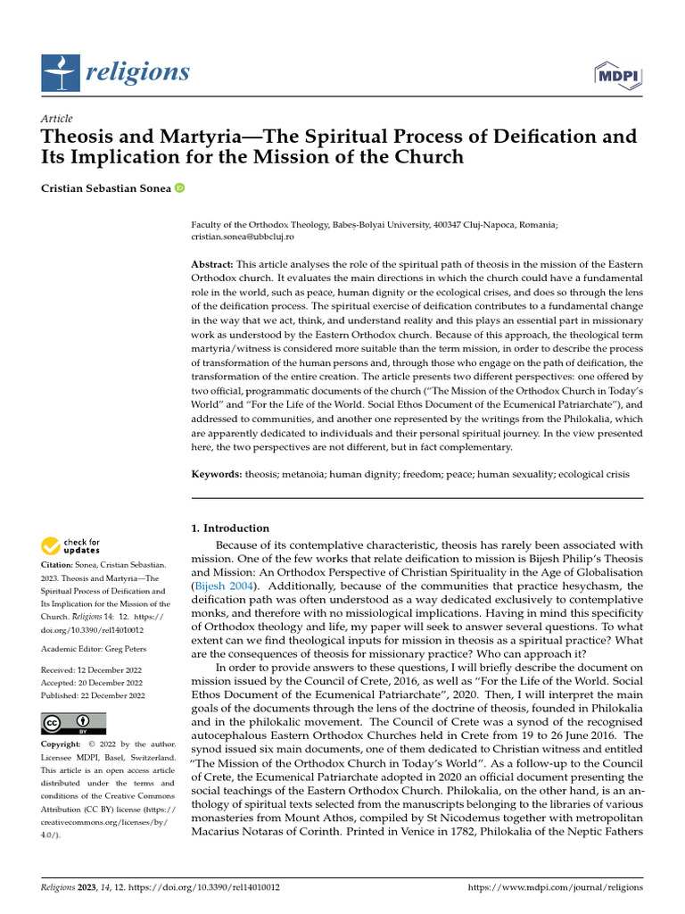 Theosis and Martyria The Spiritual Proce | PDF | Eastern Orthodox ...
