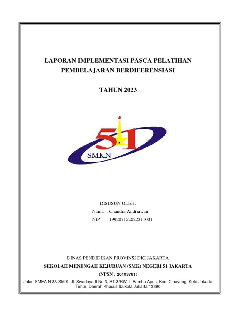 Laporan Implementasi Pasca Pelatihan Pembelajaran Berdiferensiasi Pelatihan Di P4 | PDF | Karier ...