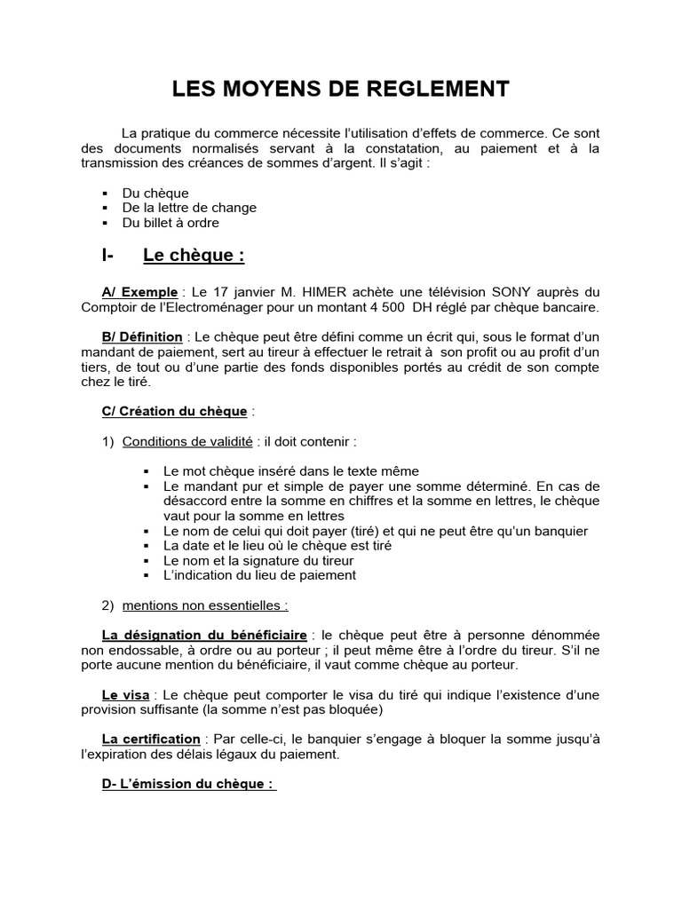 Les Moyens de Reglements | PDF