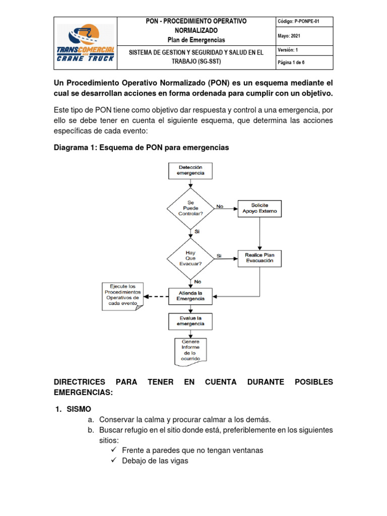 PON - Procedimiento Operativo Normalizado | PDF
