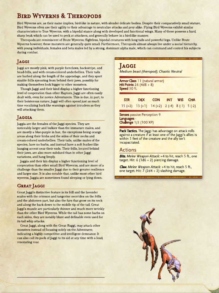 D&D 5e - Monster Hunter Bird Wyverns | PDF