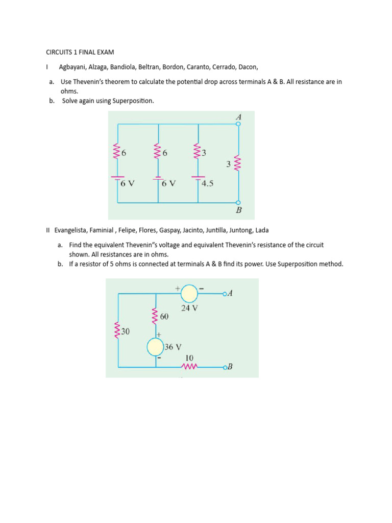Circuits 1 Final Exam-1 | PDF